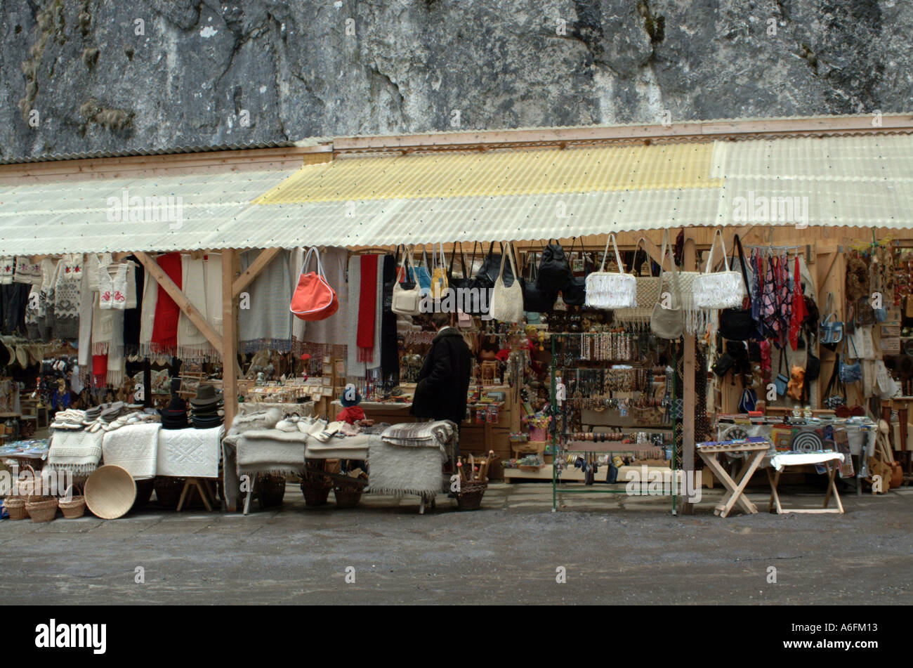 Handicraft traditional work in Bicaz Key on Bicaz River in Carpathian ...