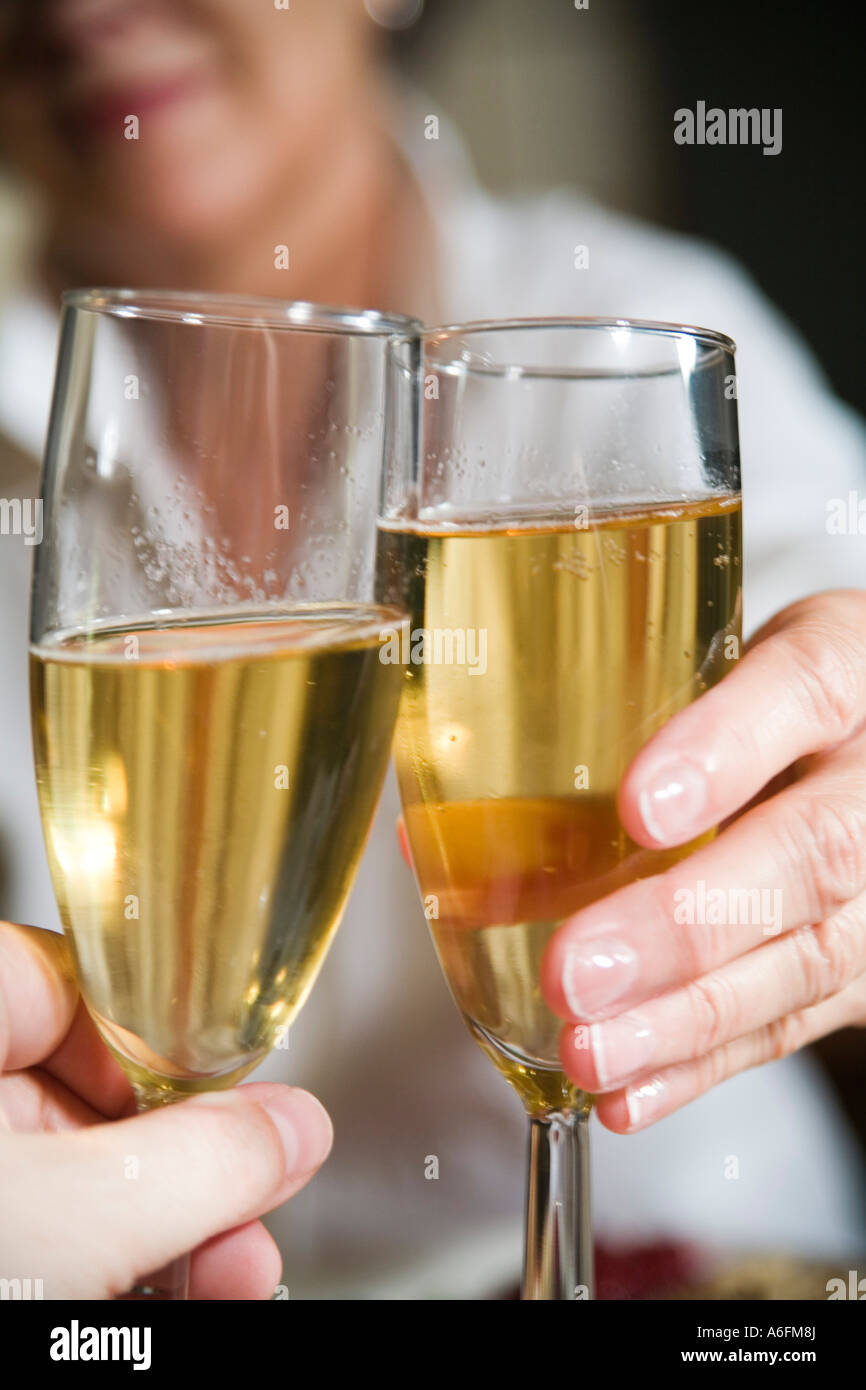 Woman hands toasting celebrate celebration champage two winning ...