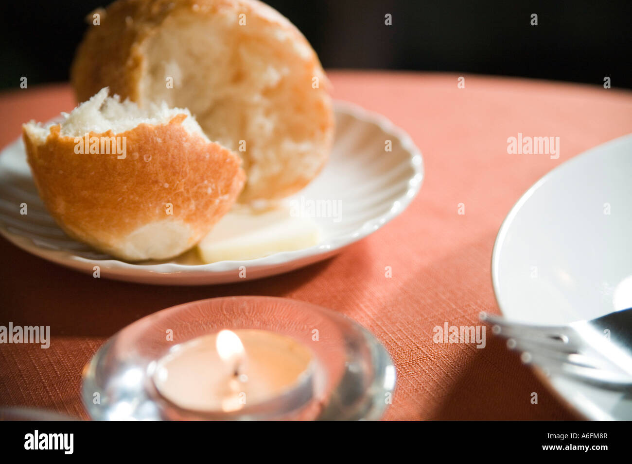 Dinner roll and butter Stock Photo - Alamy