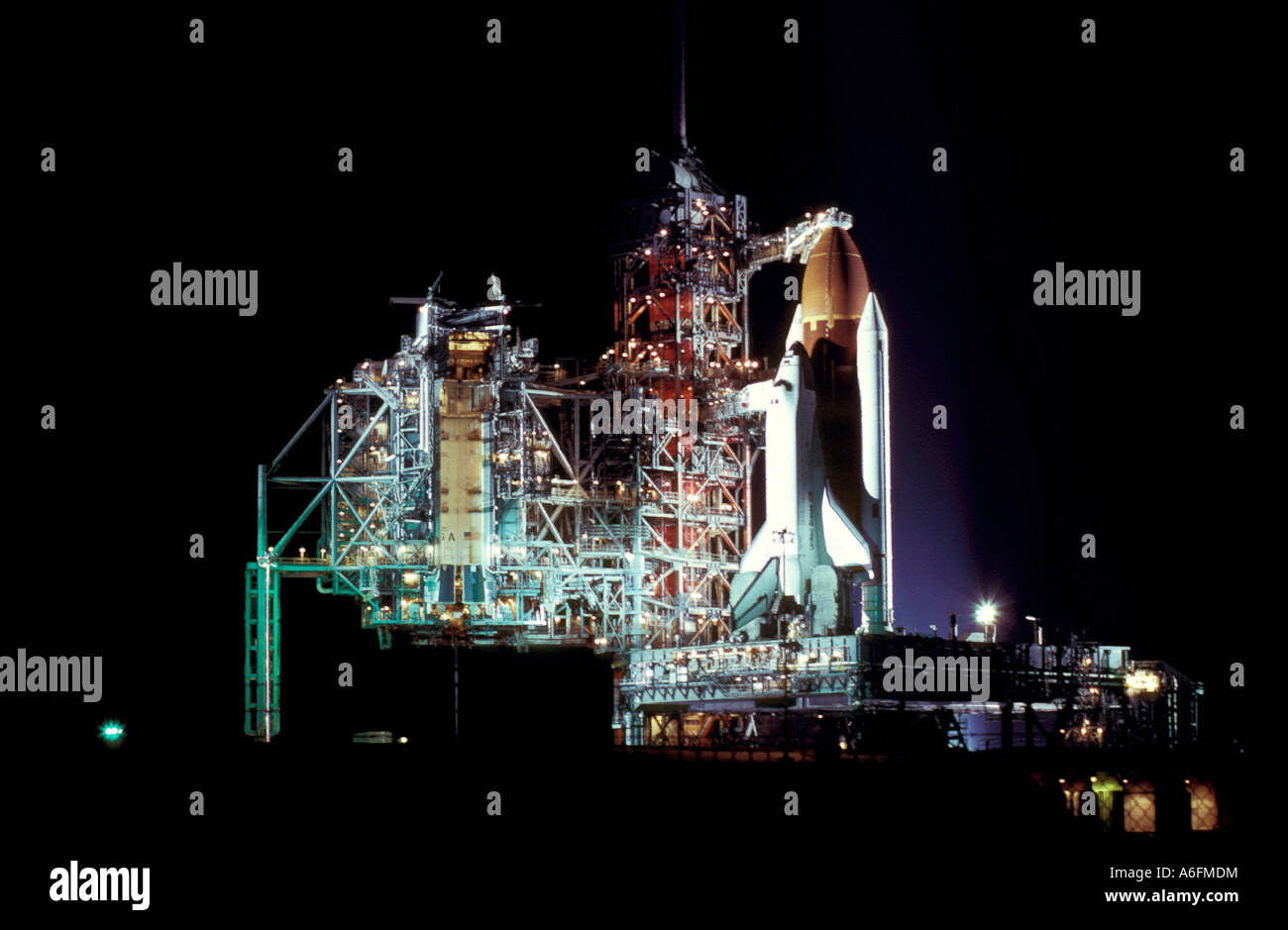 Space Shuttle on launch pad Stock Photo - Alamy