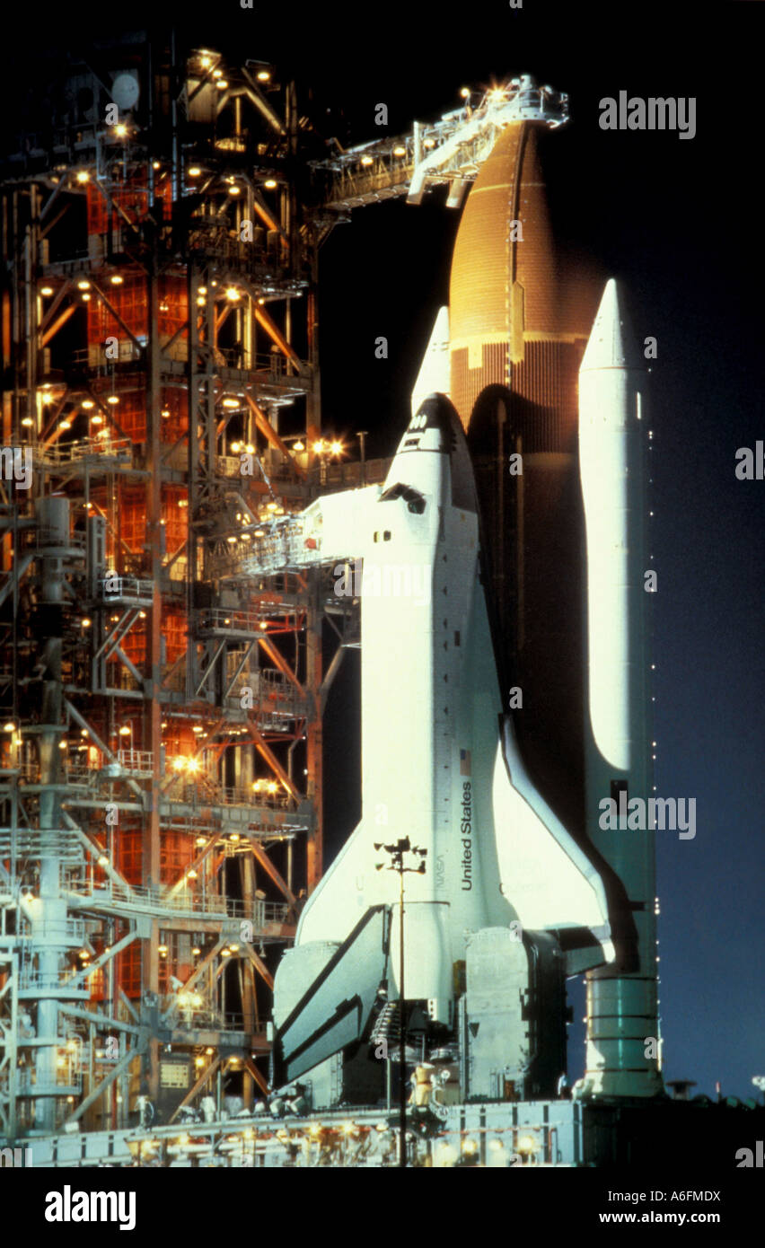 Space Shuttle on launch pad Stock Photo - Alamy