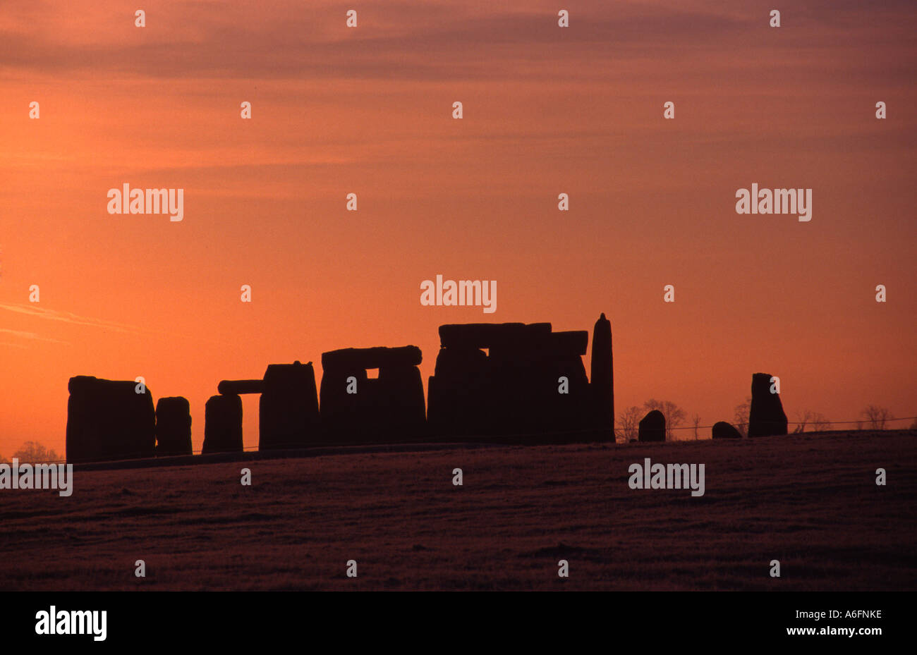 Stonehenge neolithic ancient monument site against sunset sky Wiltshire ...