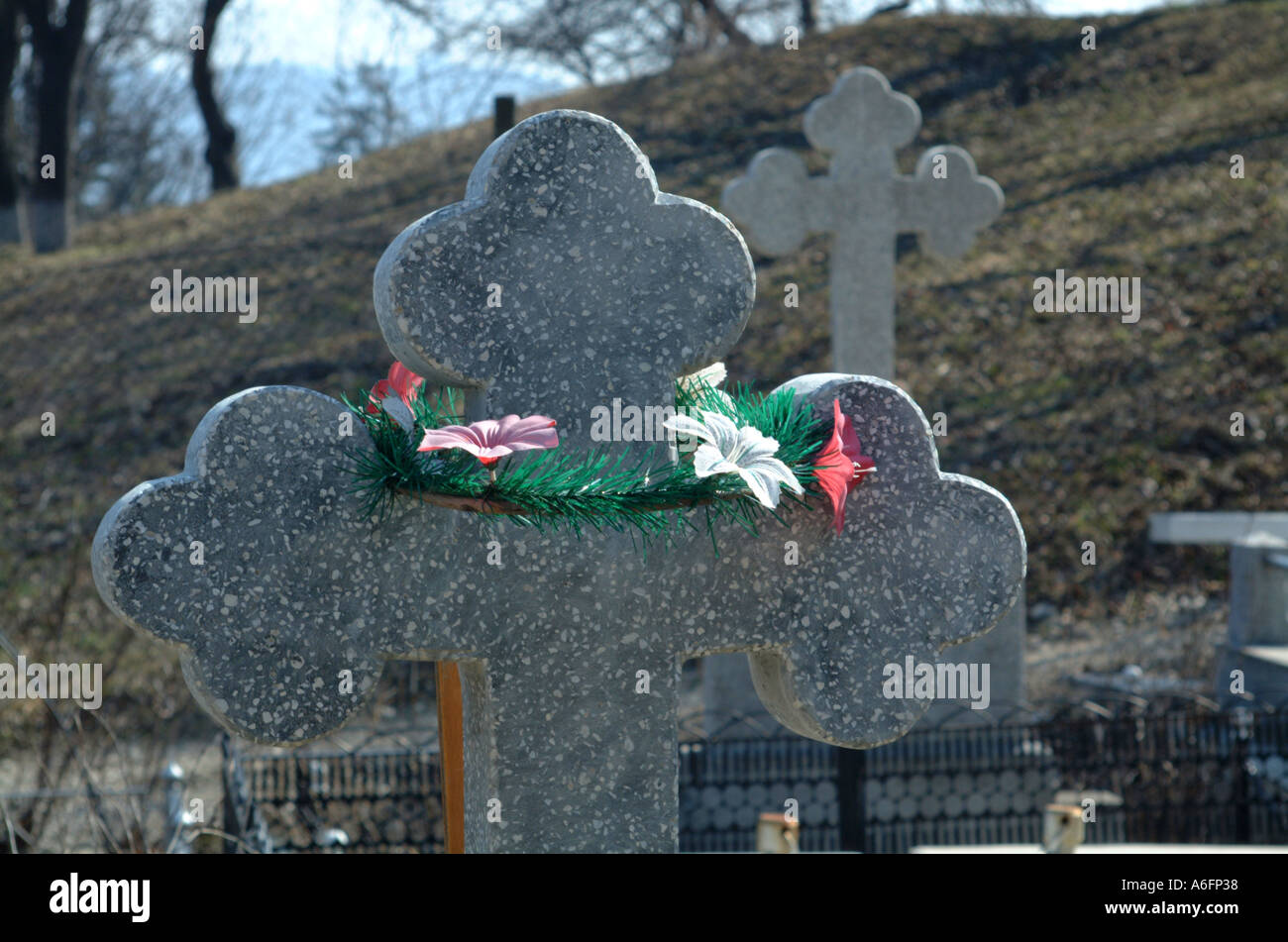 Orthodox christian graveyard near Piatra Neamt north east side of ...