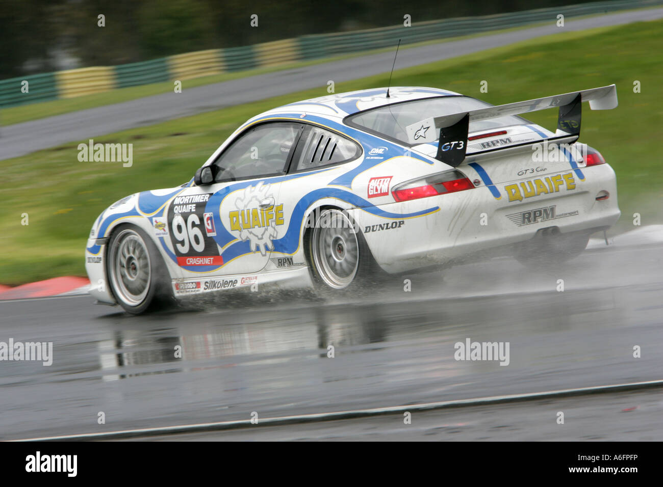Making a splash at Croft racing circuit Stock Photo - Alamy