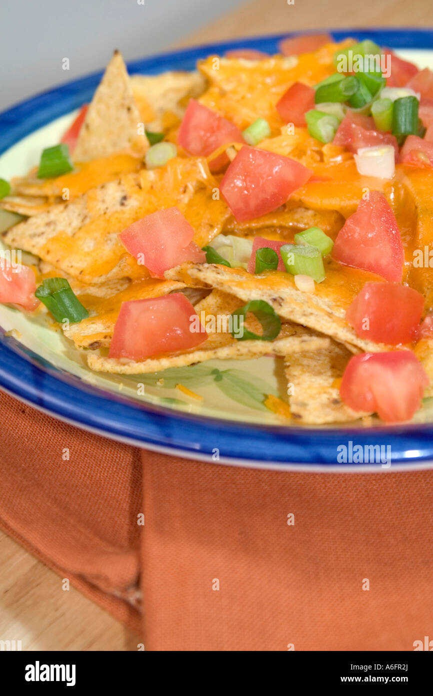 Plate of nacho tortilla chips Stock Photo - Alamy
