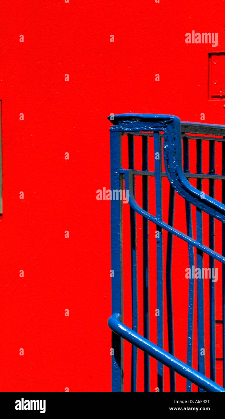 Newly painted railing and wall NYC Stock Photo - Alamy