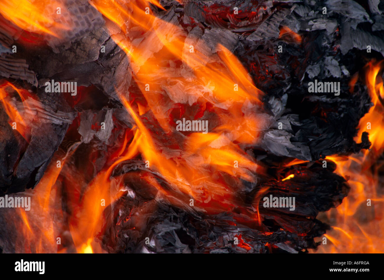 Fire red hot orange burning flames heat core paper combustion furnace ...