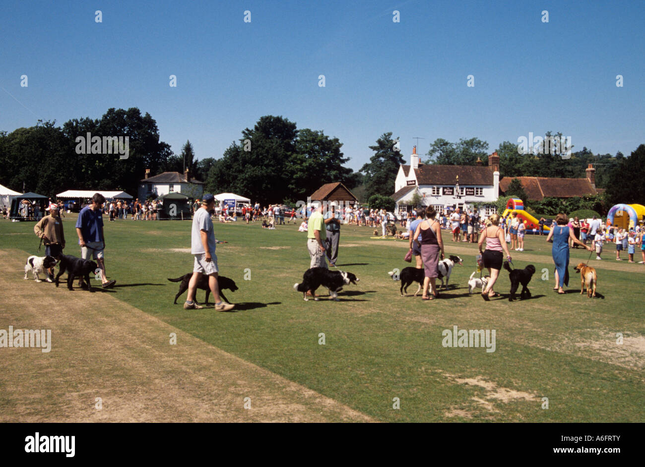 TILFORD VILLAGE SUMMER FETE Dog show contestants walking round the ...