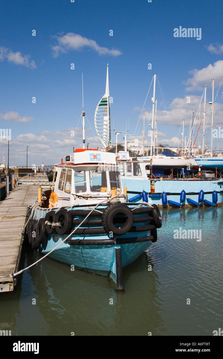 Town Camber fish docks with waterbus tug boats in harbour Old ...