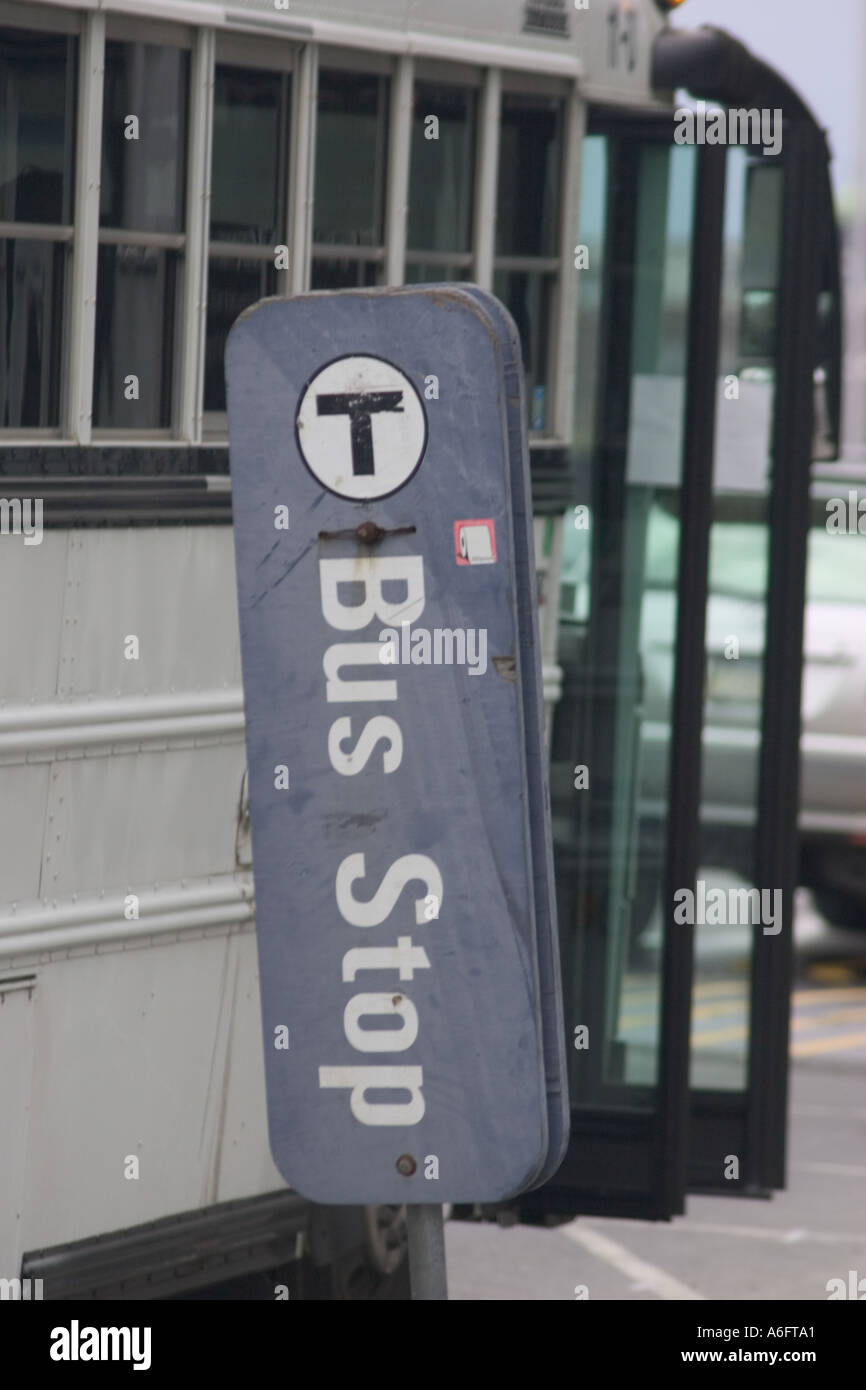 Shuttle bus stop in Boston Massachusetts Stock Photo - Alamy