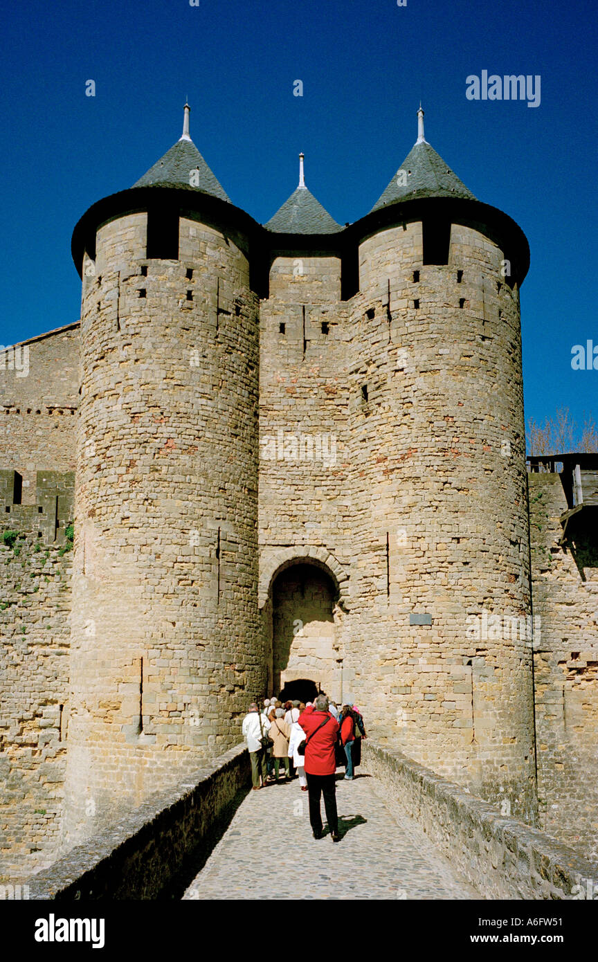 Twin towers guard the entrance to the castle within the mediaeval ...
