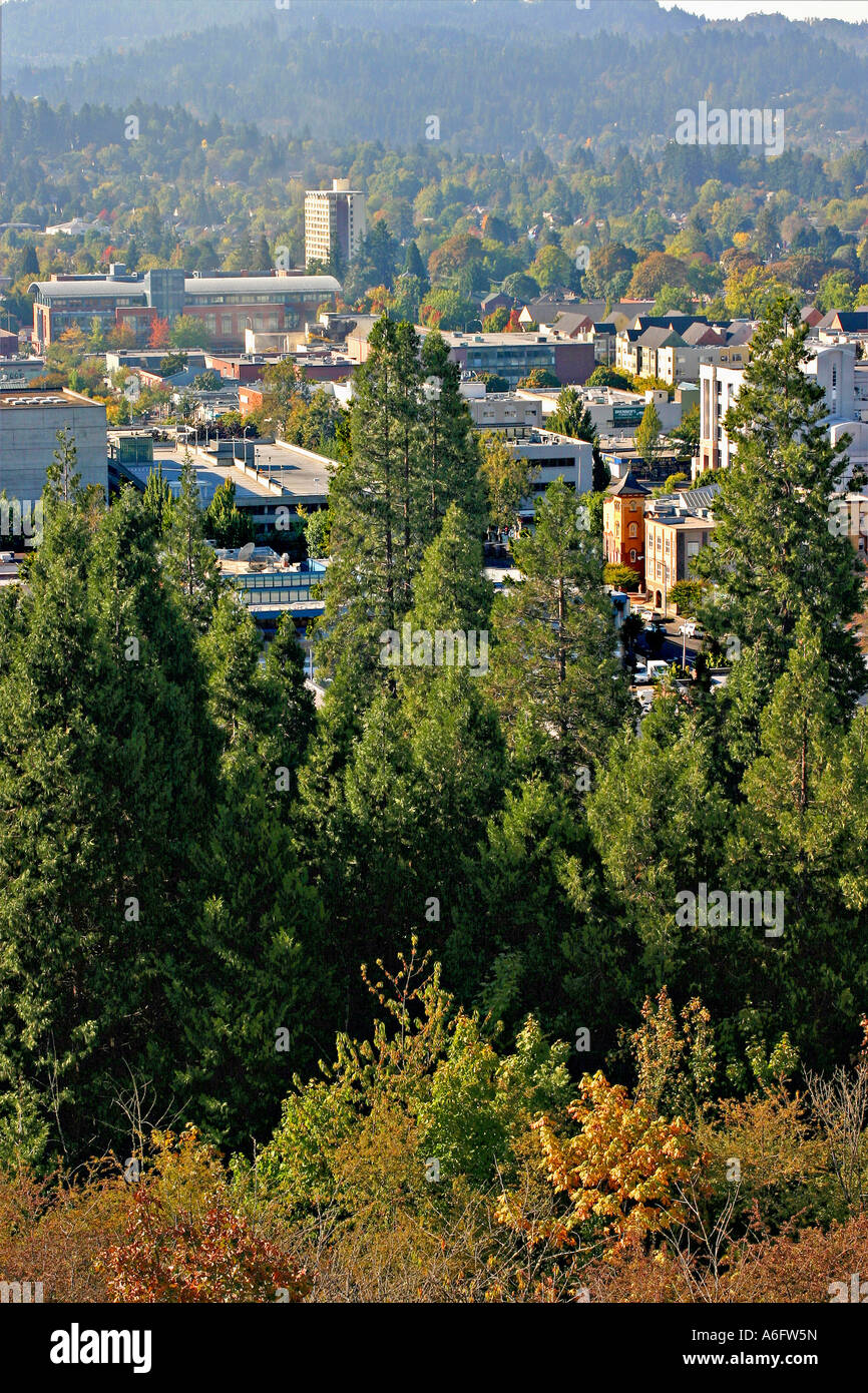 Elevated view from Skinner Butte of downtown Eugene Oregon Stock Photo ...