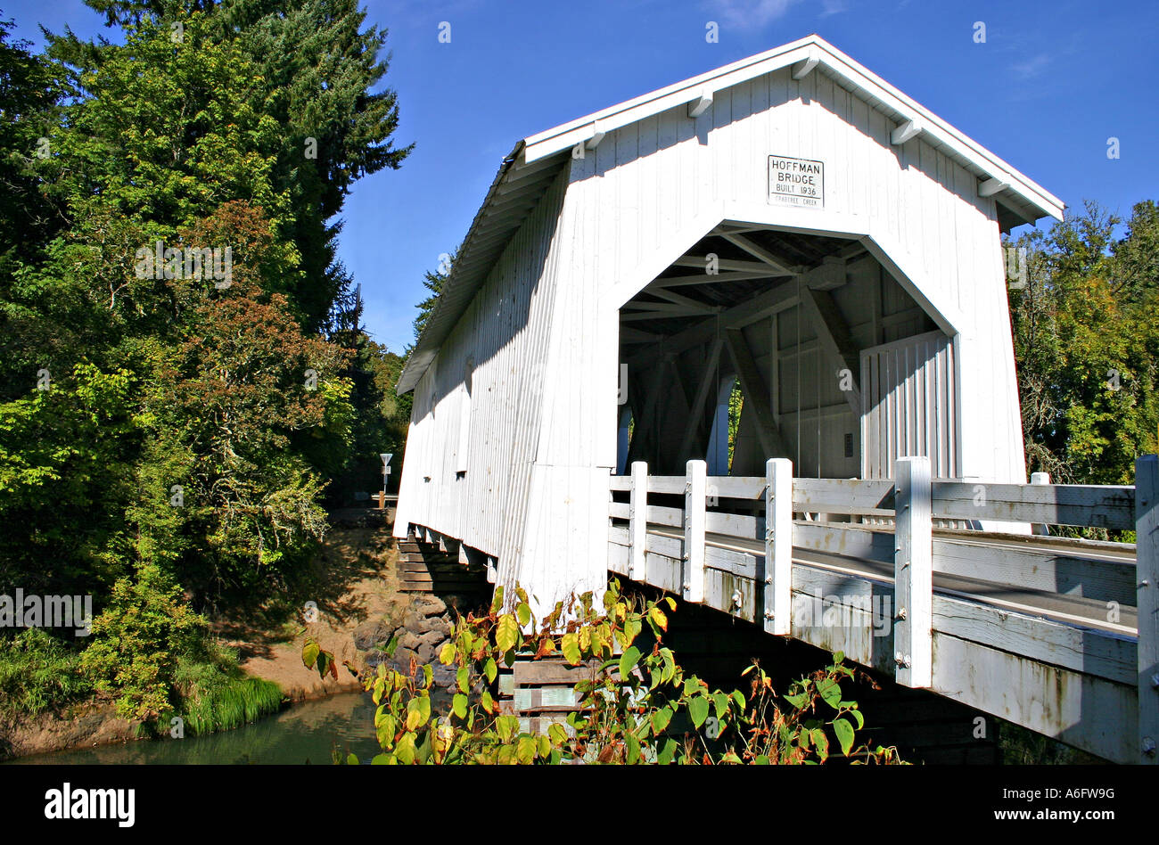 Historic Hoffman Covered bridge near Albany Oregon Stock Photo - Alamy