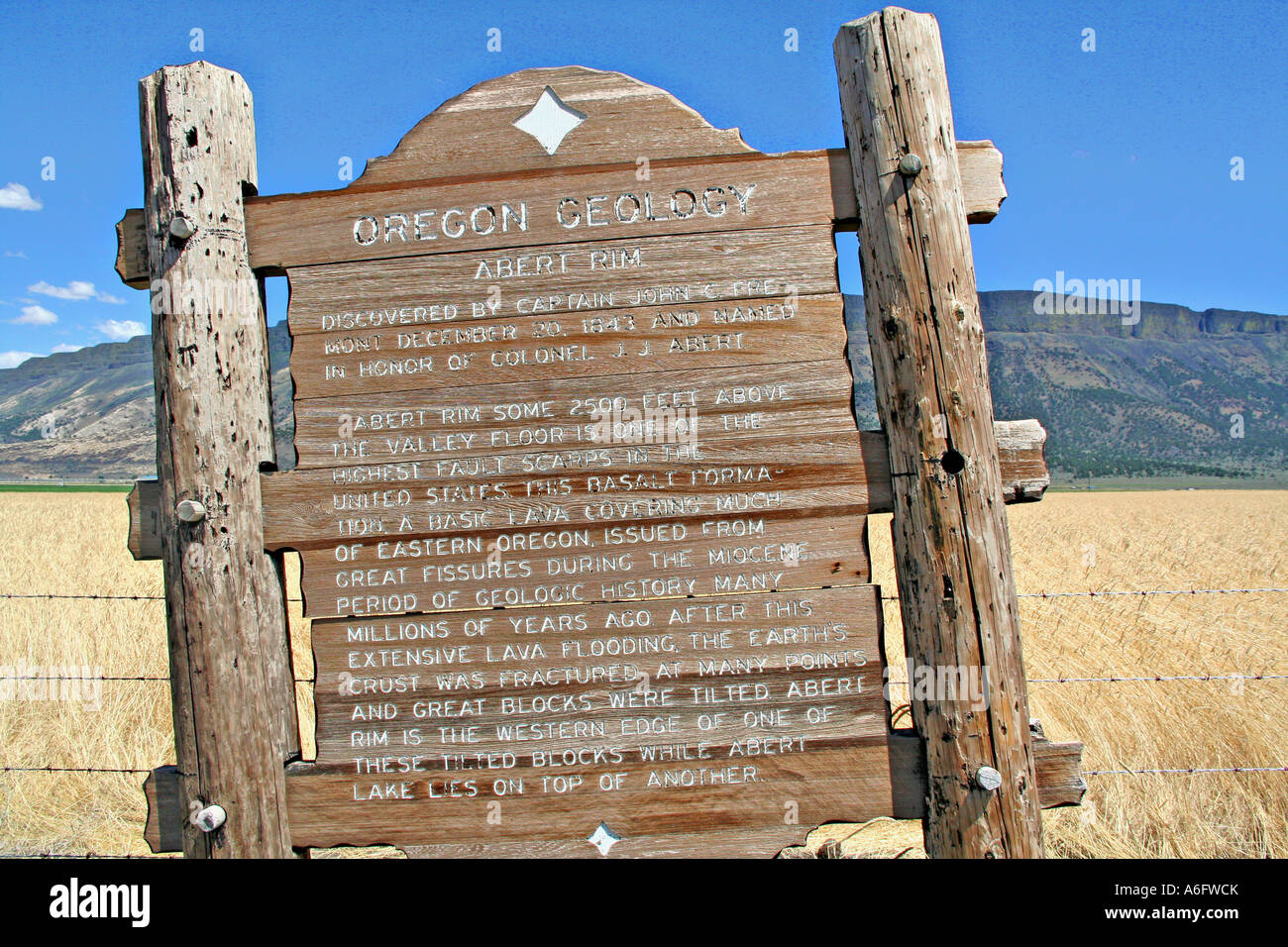 Oregon Outback Scenic Byway Abert Rim sign Oregon Stock Photo - Alamy