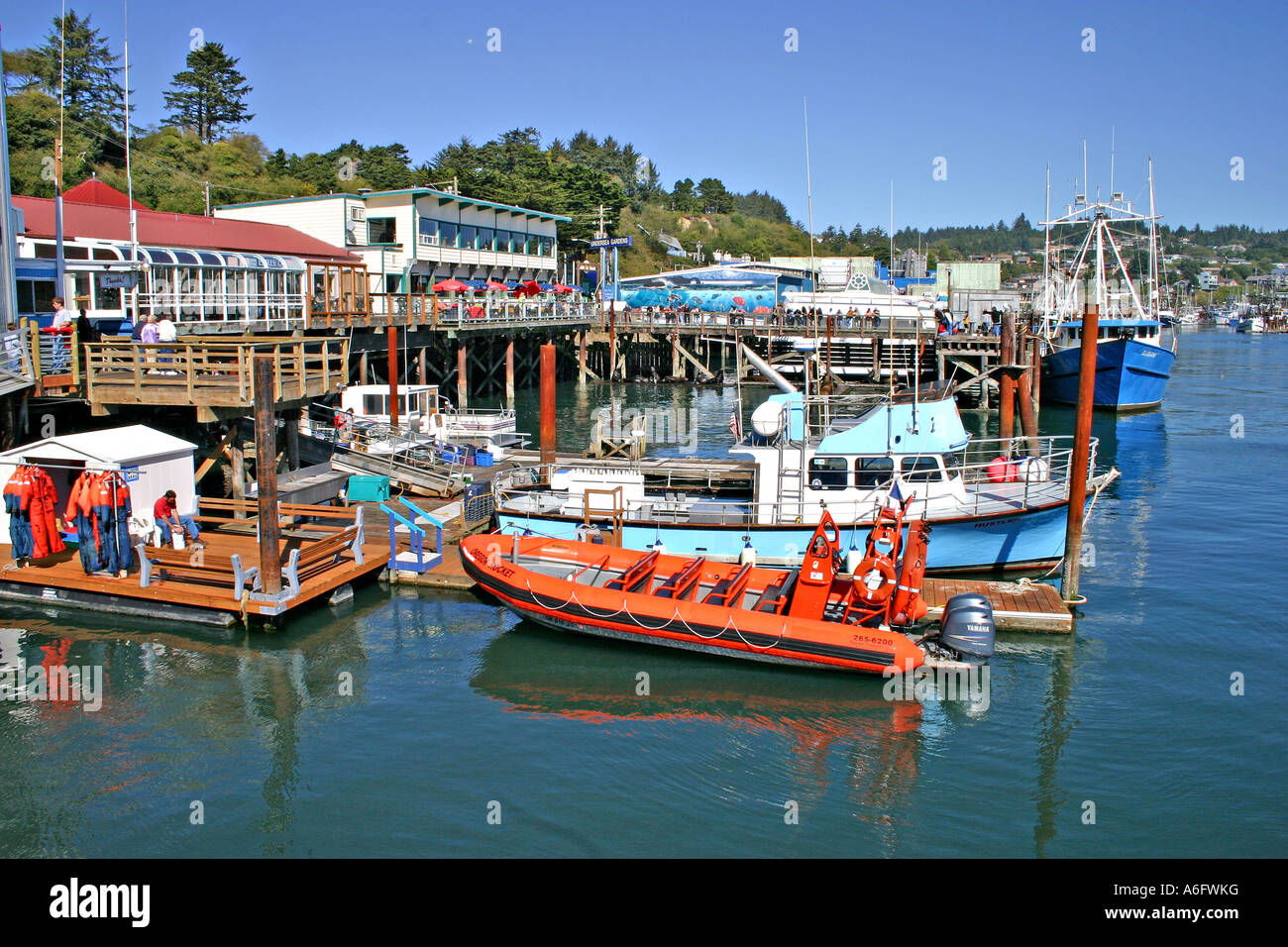 Waterfront boats and activities at Newport Oregon Stock Photo - Alamy