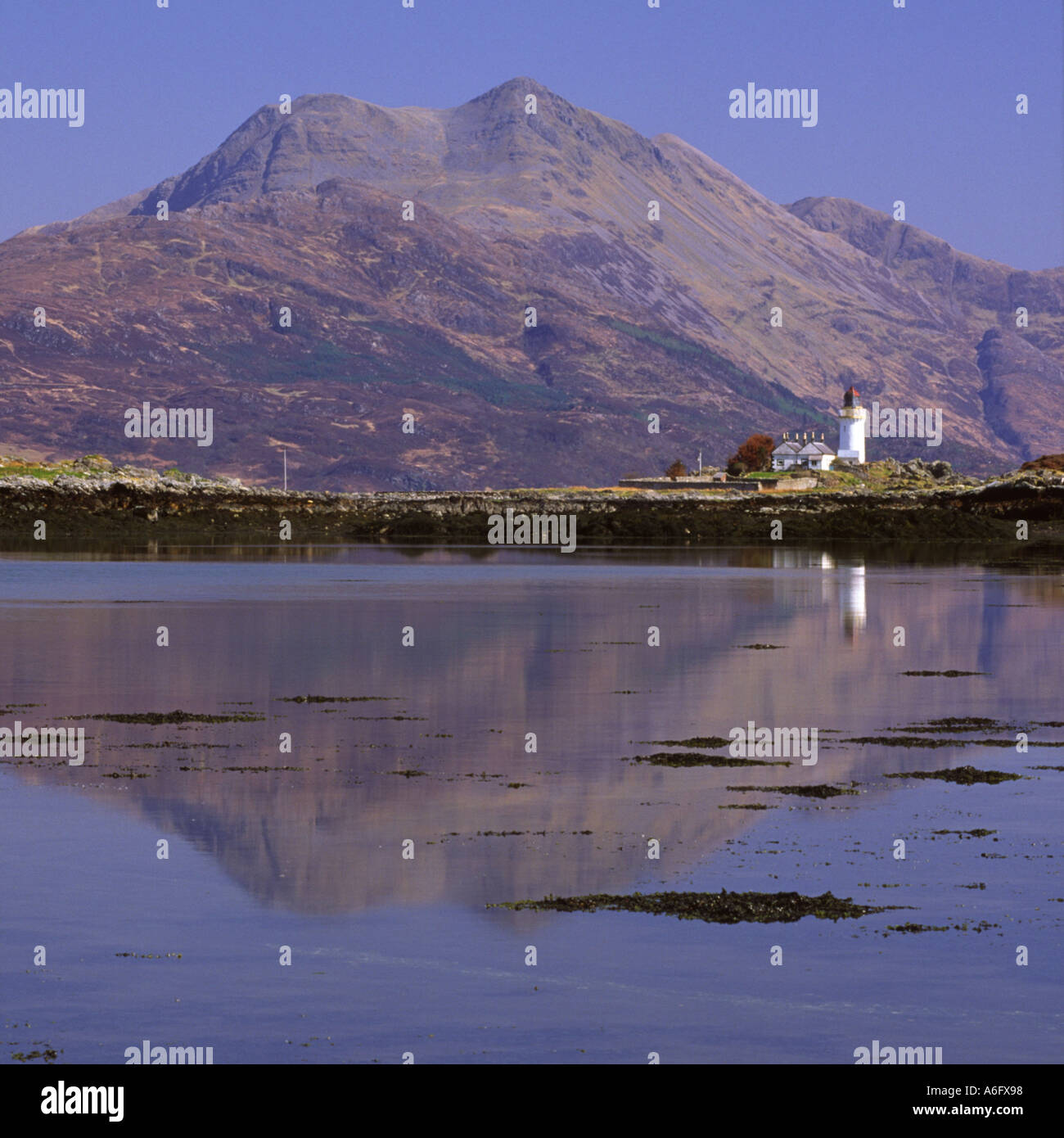 Skye Isleornsay Lighthouse on Eilean Sionnach with Beinn Sgritheall ...