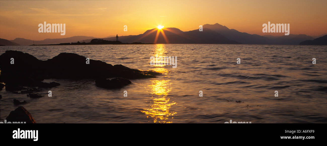 Skye sunrise Isleornsay lighthouse on Eilean Sionnach Beinn Sgritheall ...