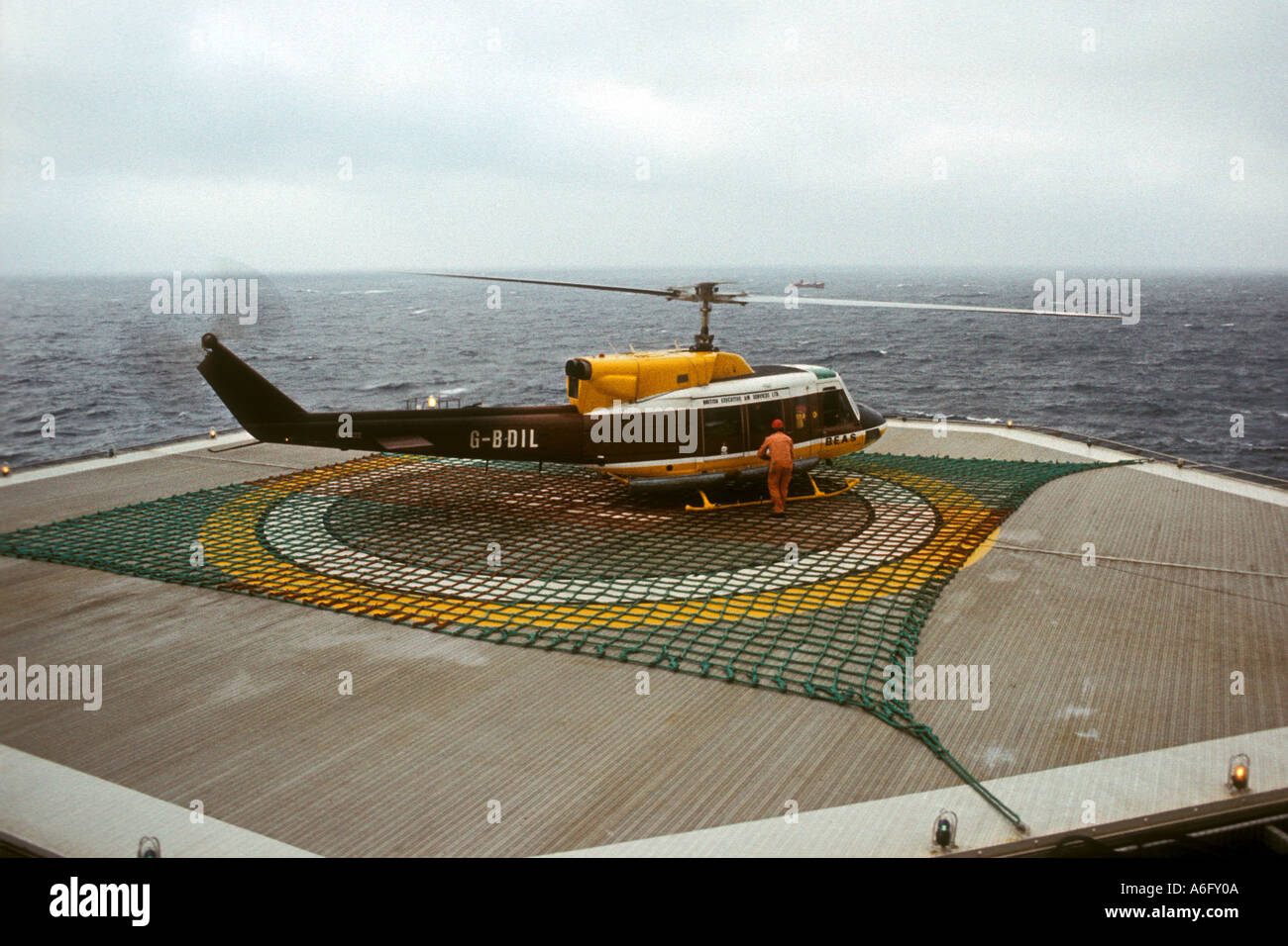 Offshore BEAS Helicopter on Helideck Stock Photo - Alamy
