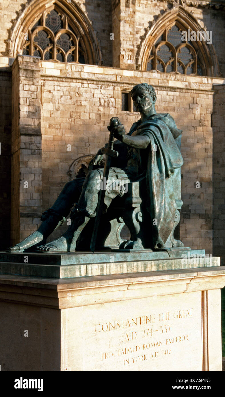Statue of Constantine the Great outside York Minster cathedral South ...