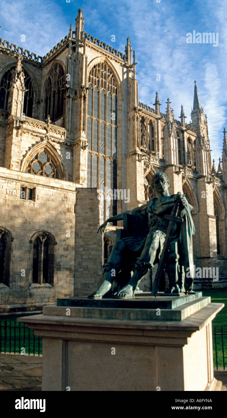 Statue of Constantine the Great outside York Minster cathedral South ...