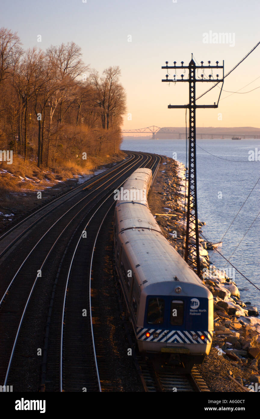 SCARBOROUGH NEW YORK USA Metro North commuter train railroad line on ...