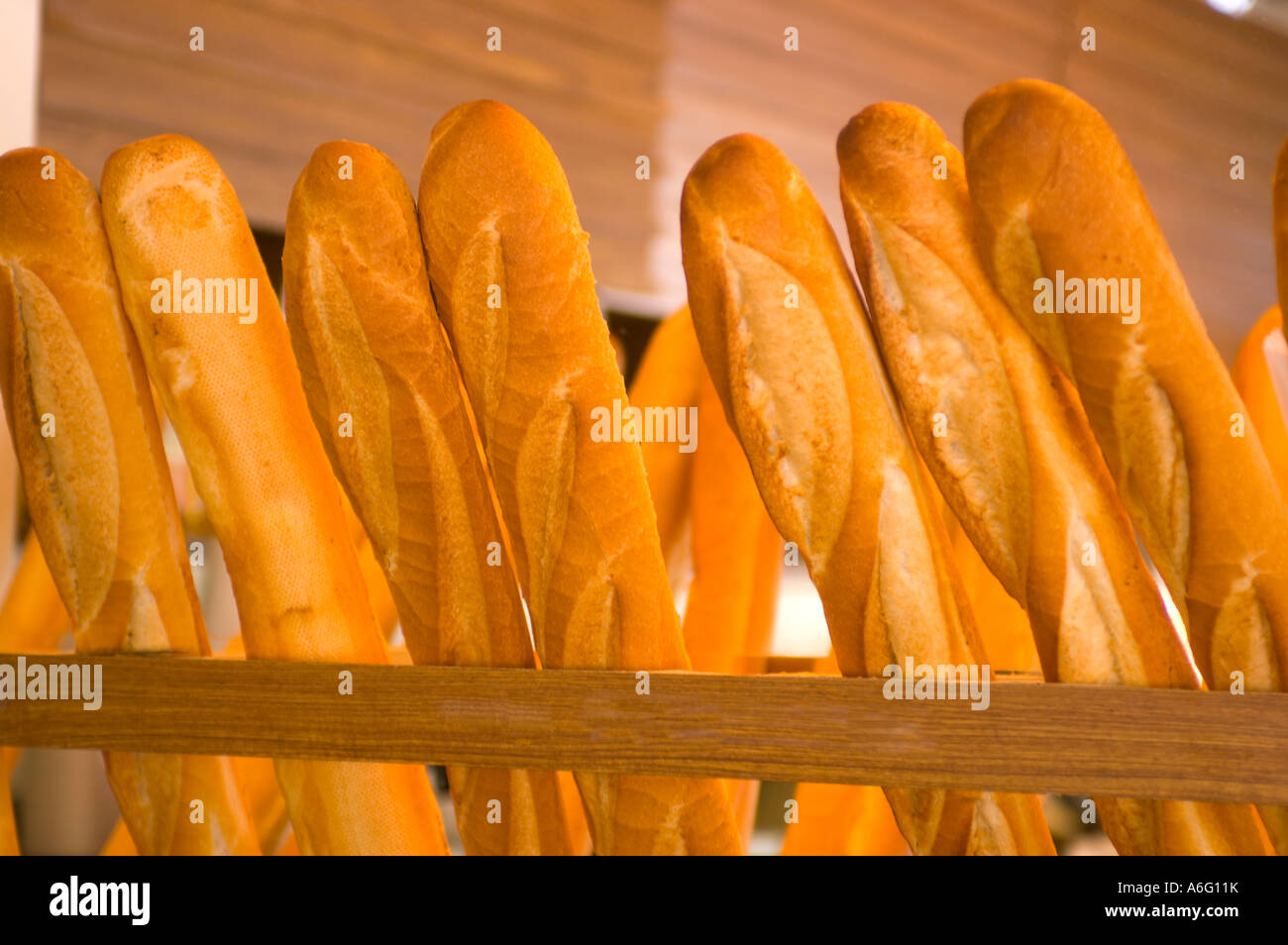 MIAMI FLORIDA USA Fresh french bread in bin at bakery Stock Photo - Alamy