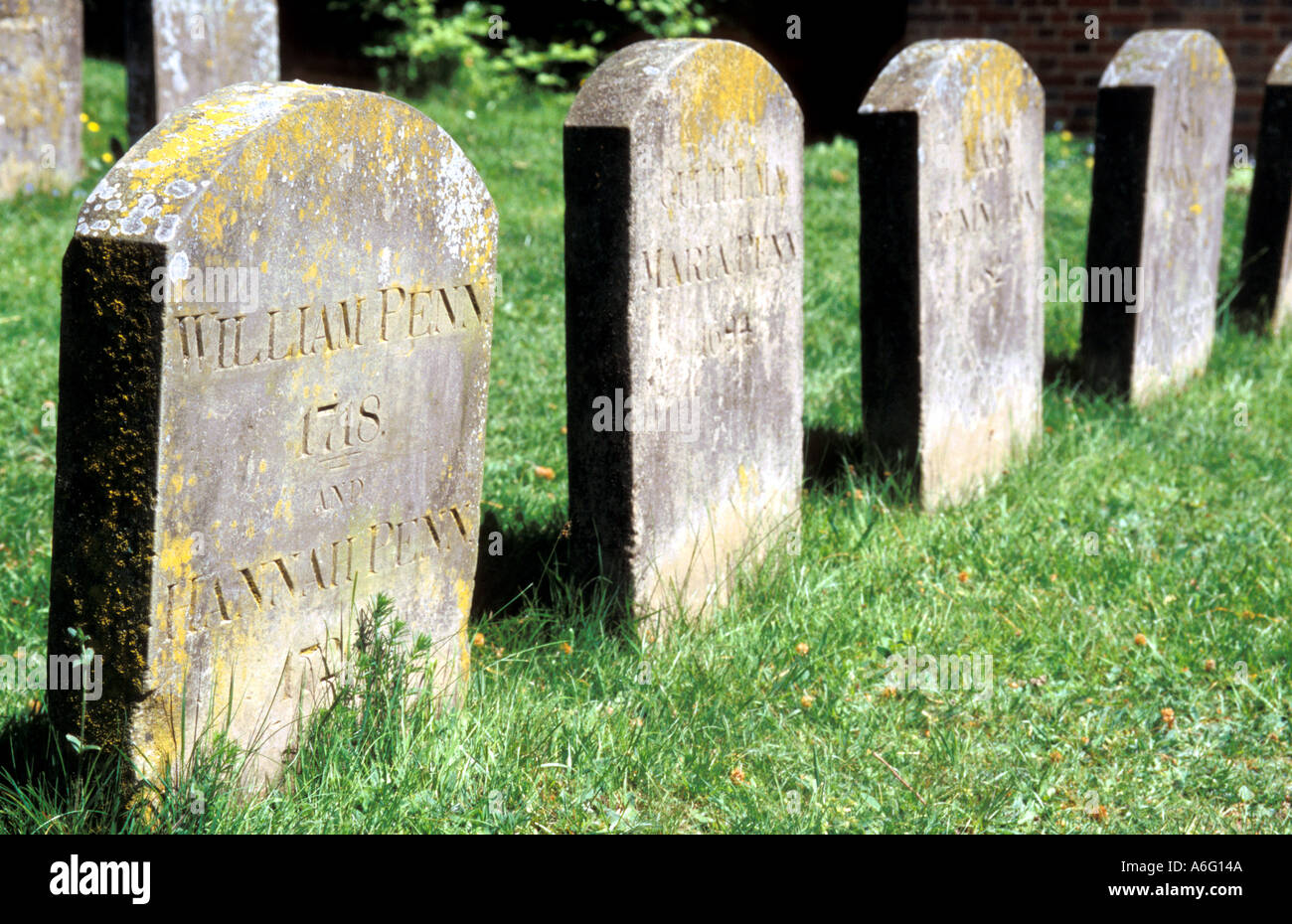 Graves of Pennsylvania founder William Penn and family in the Quaker ...