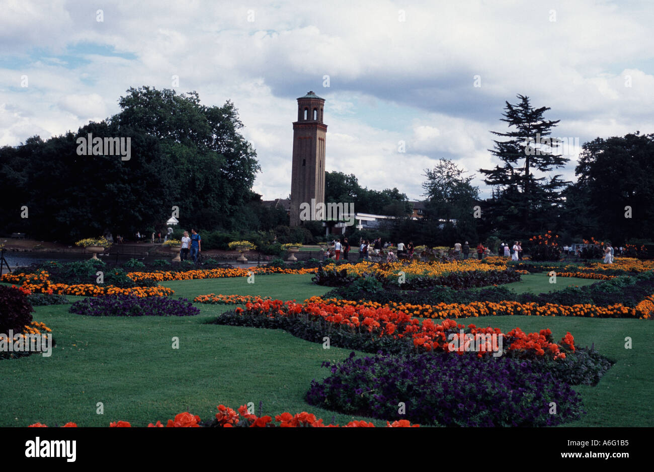 Kew Gardens with water tower, Surrey, England UK Stock Photo - Alamy