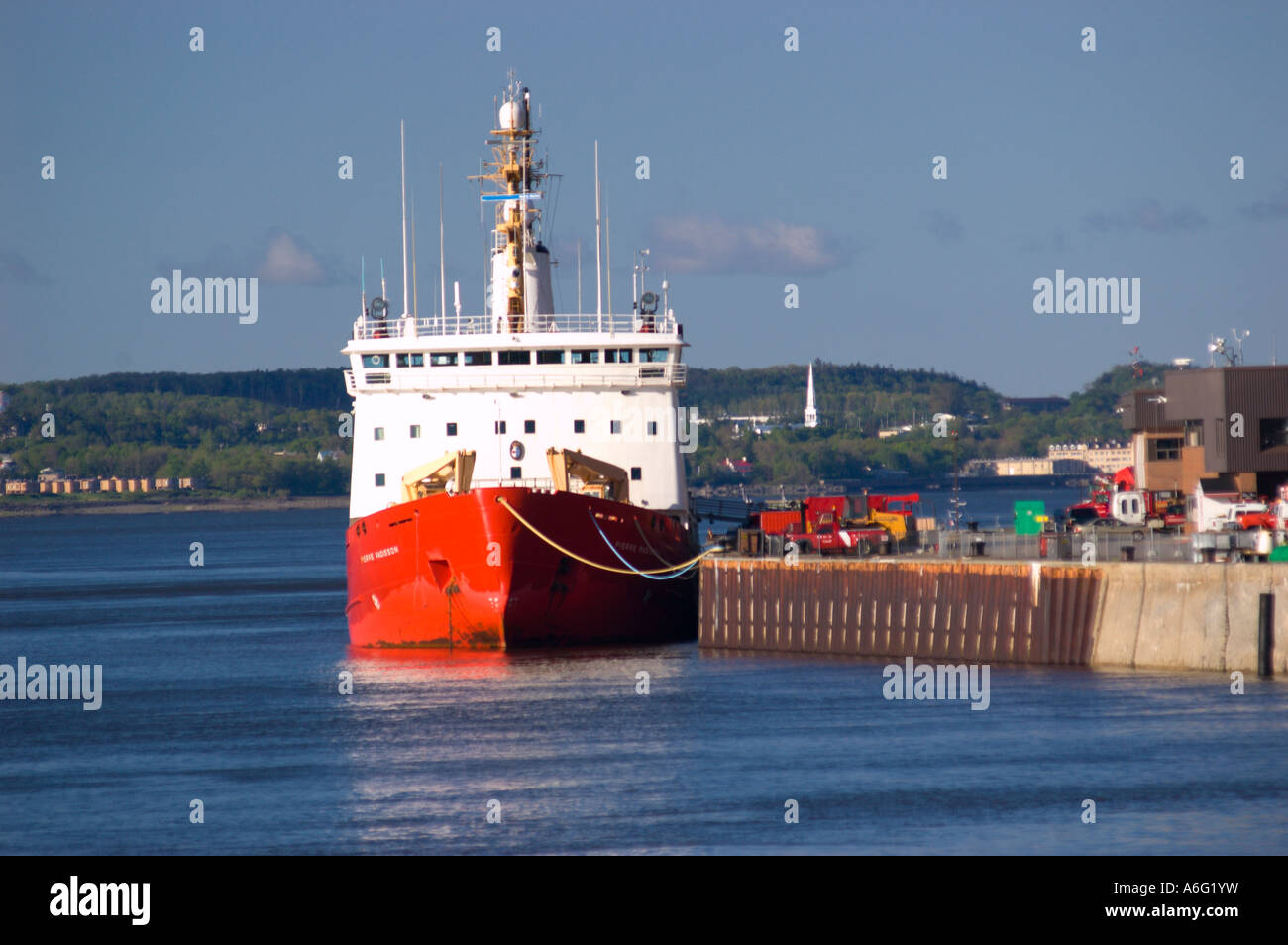 QUEBEC CITY QUEBEC CANADA Canada Coast Guard ship docked on St Lawrence ...