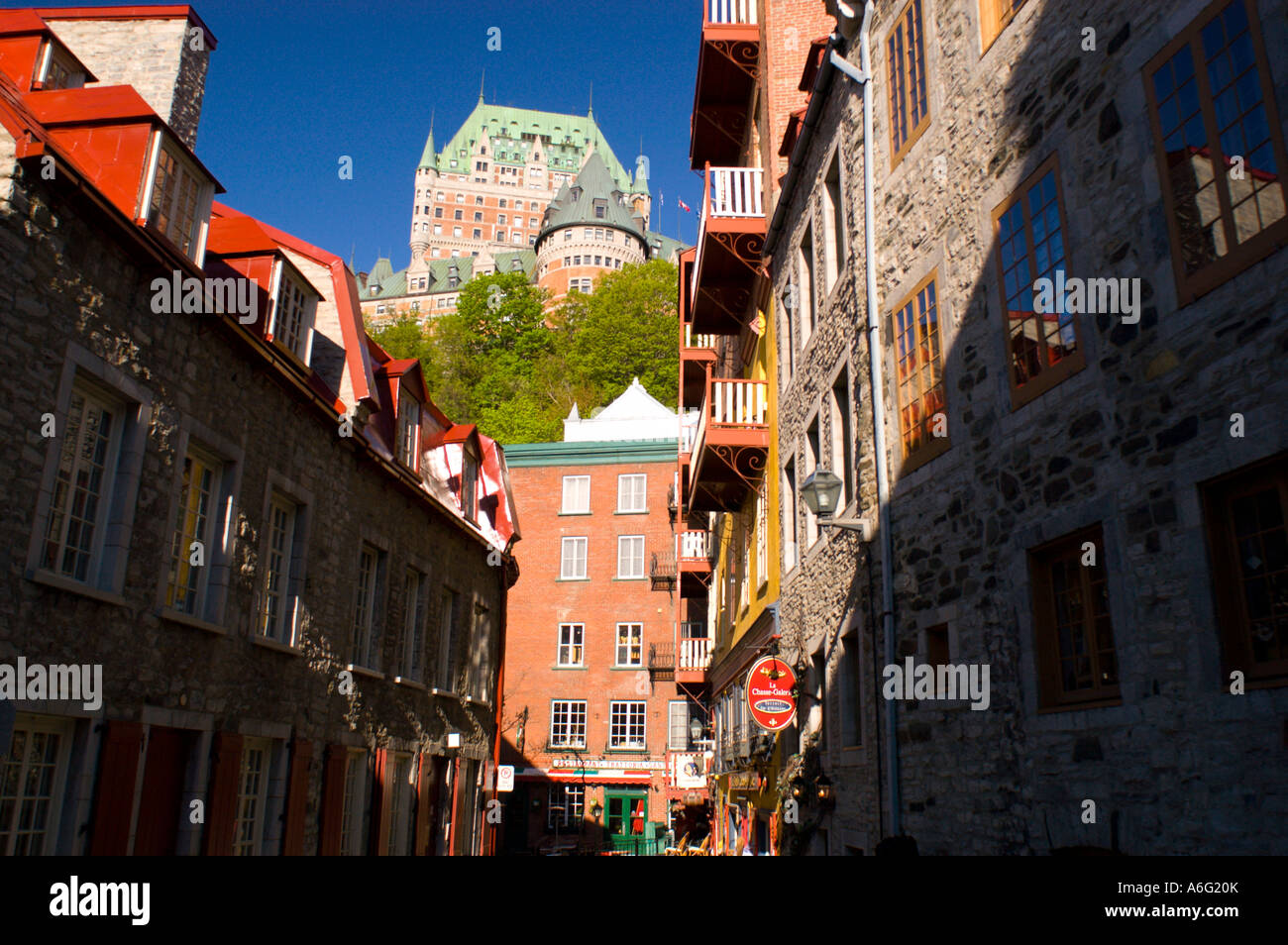 QUEBEC CANADA Le Chateau Frontenac castle and hotel top as seen from ...