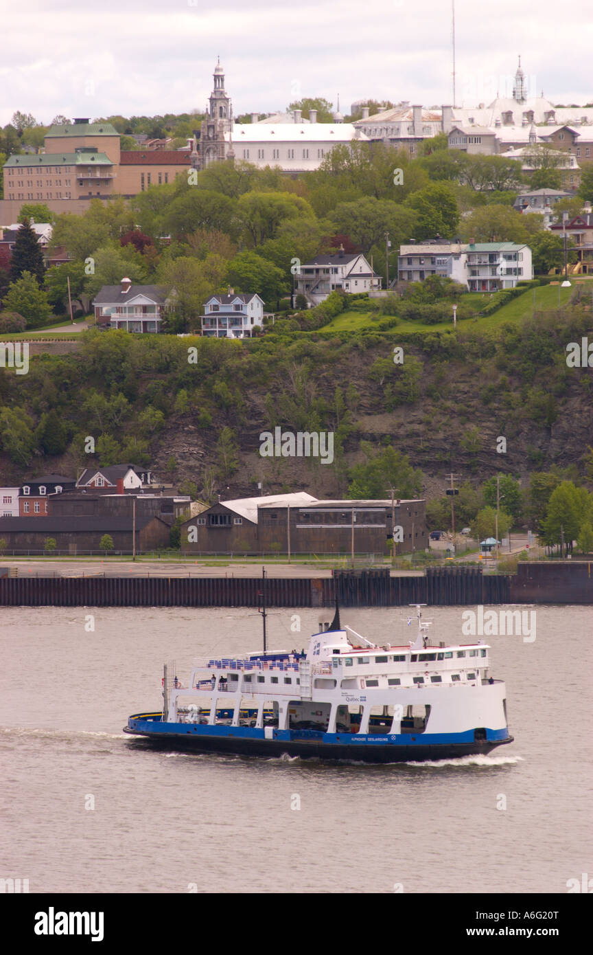 QUEBEC CITY QUEBEC CANADA Ferry boat crosses the St Lawrence River at ...