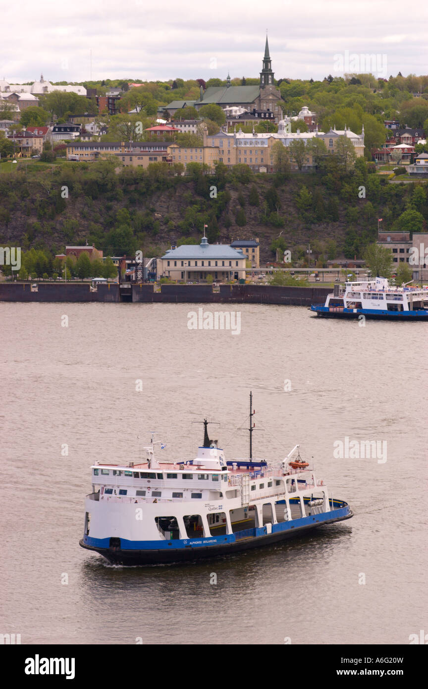 QUEBEC CITY QUEBEC CANADA Ferry boat crosses the St Lawrence River at ...