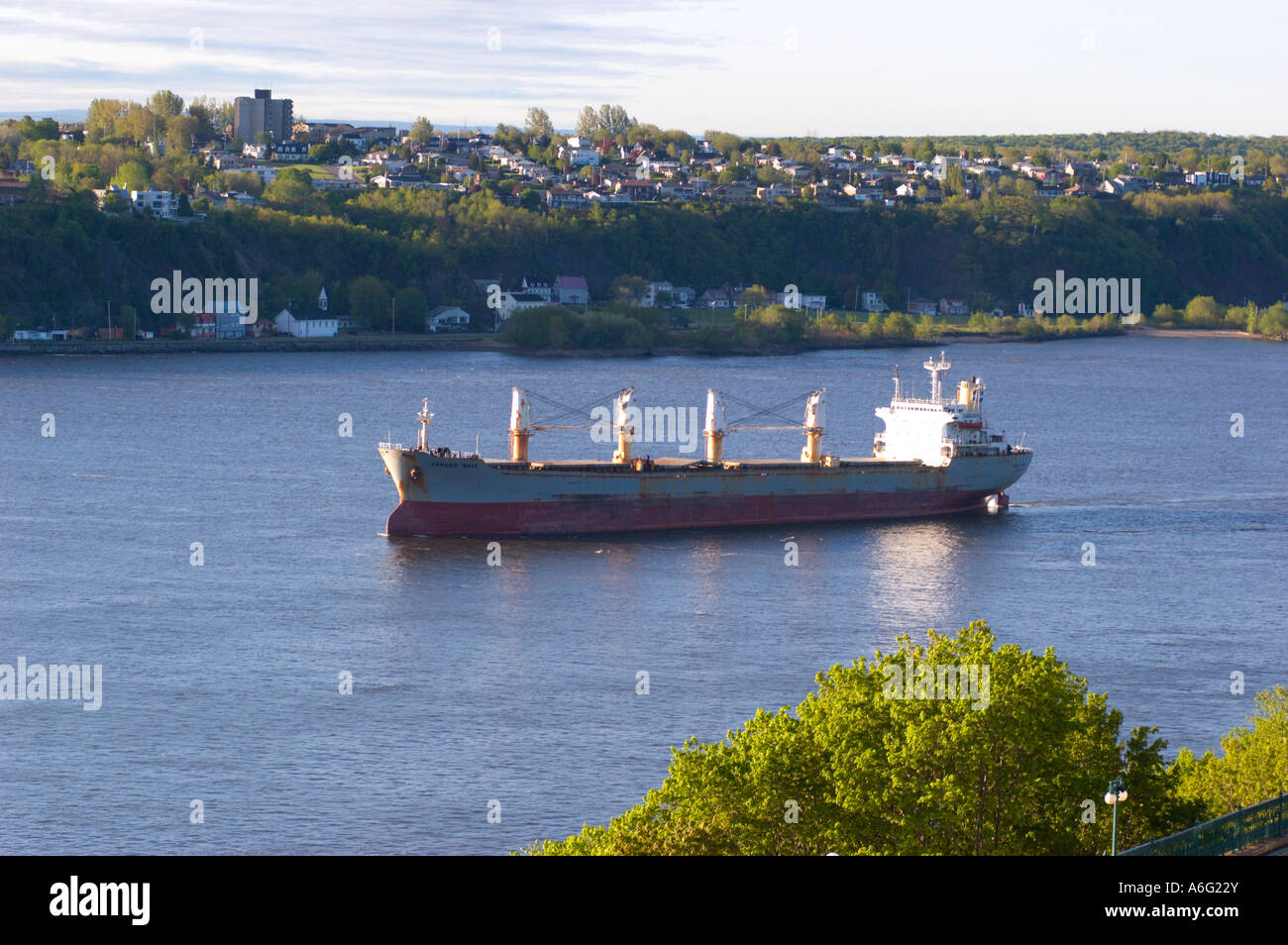 QUEBEC CITY QUEBEC CANADA Freighter ship on the St Lawrence River Stock ...