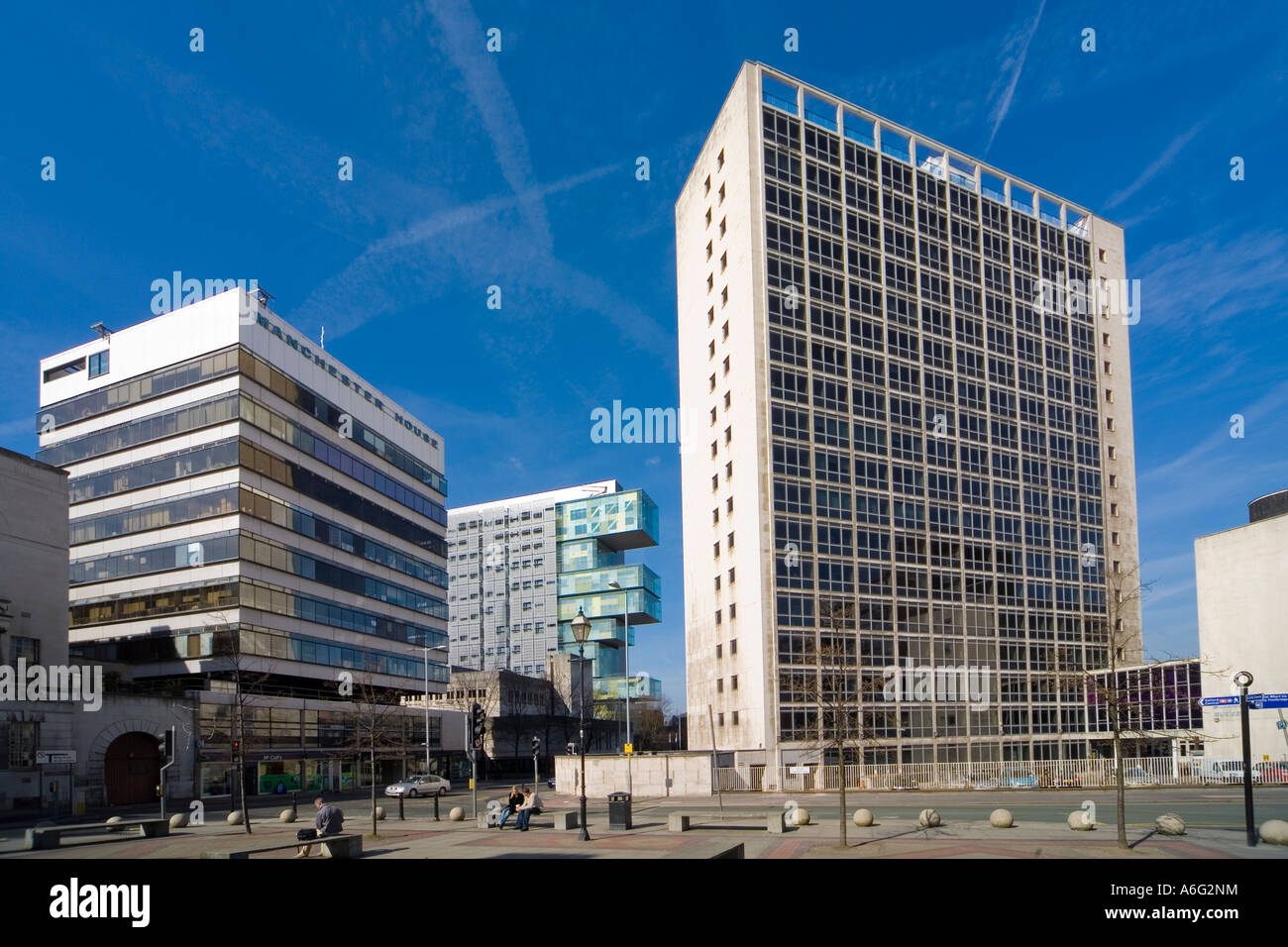 Looking towards Bridge Street Manchester with the Civil Justice Centre ...