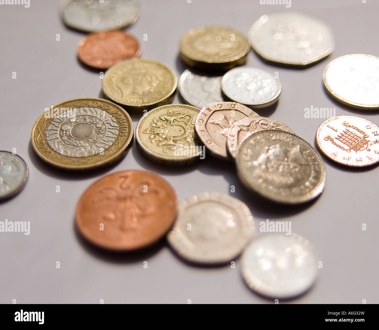 English currency in coins Stock Photo - Alamy