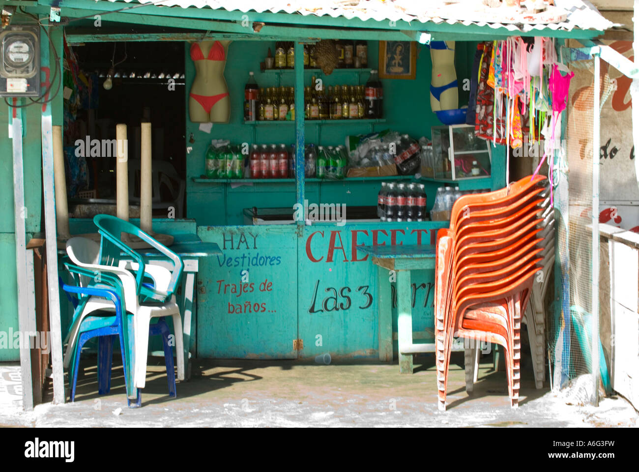 Beach cafeteria, Boca Chica, Dominican Republic, 1/07 Stock Photo - Alamy