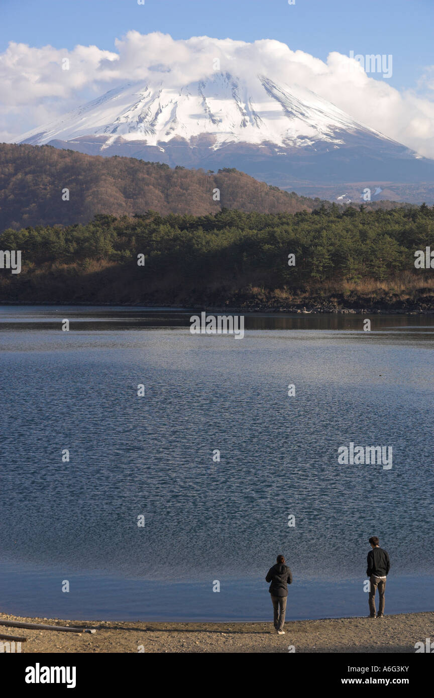 Japan Central Honshu Mount Fuji Saiko lake Sai view from above with ...