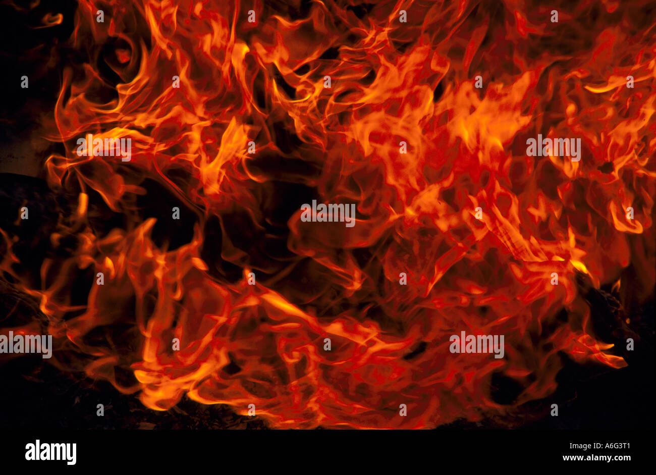 Fire red hot orange burning flames heat core combustion furnace bonfire ...