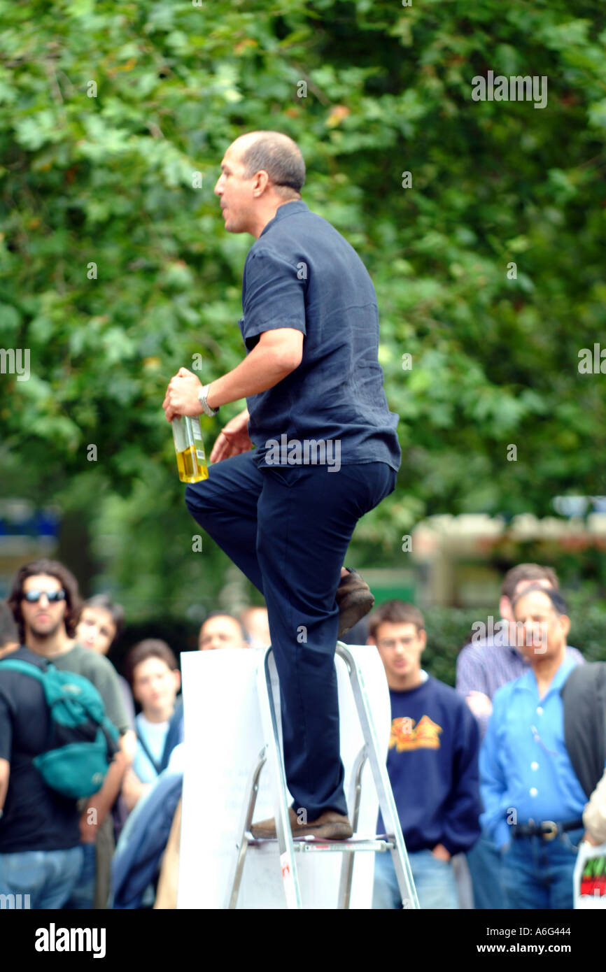 speaker s corner step ladder man male drink bottle alcohol Stock Photo ...