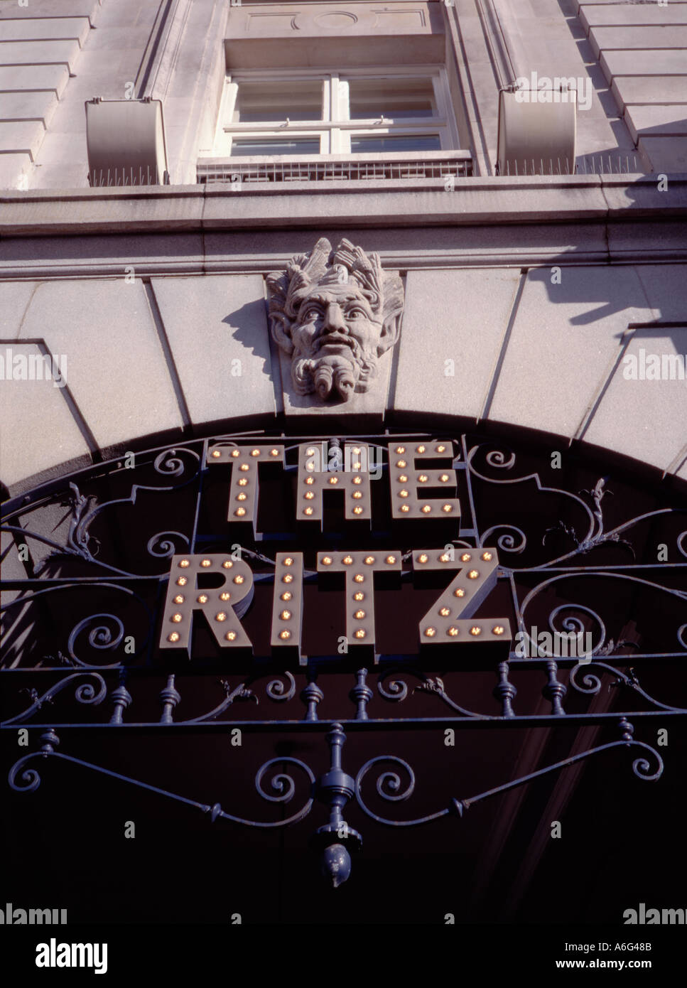 The Ritz Hotel sign, Piccadilly, London, England, UK Stock Photo - Alamy