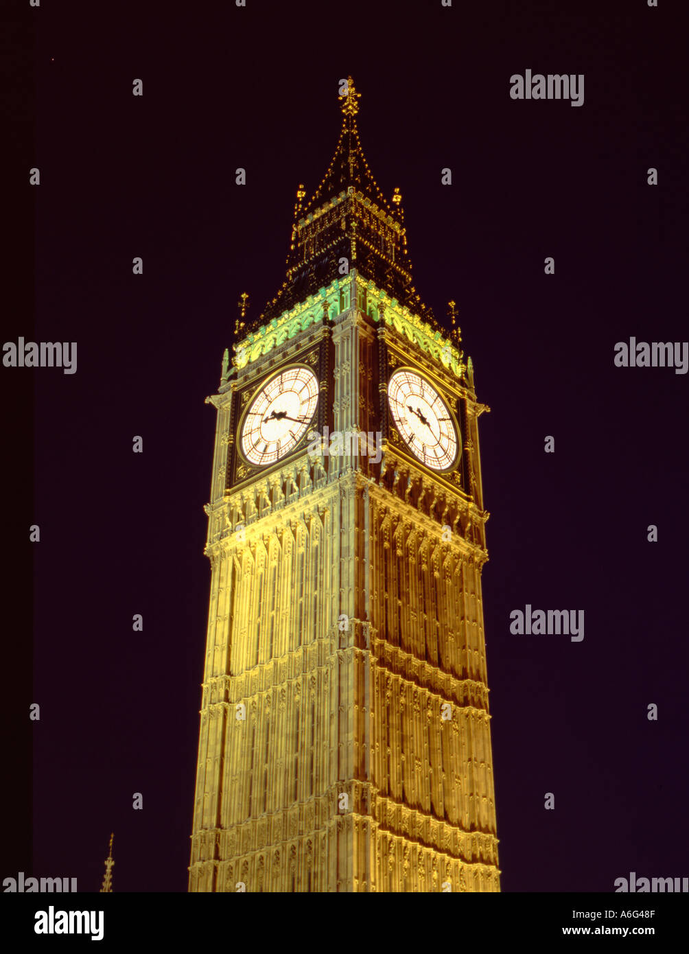 "Big Ben" clock tower at night, Houses of Parliament, Westminster ...