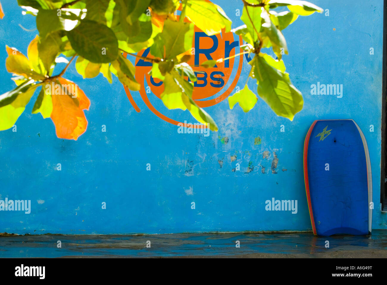 Bodyboard and wall, Cabarete, Dominican Republic, 1/07 Stock Photo - Alamy
