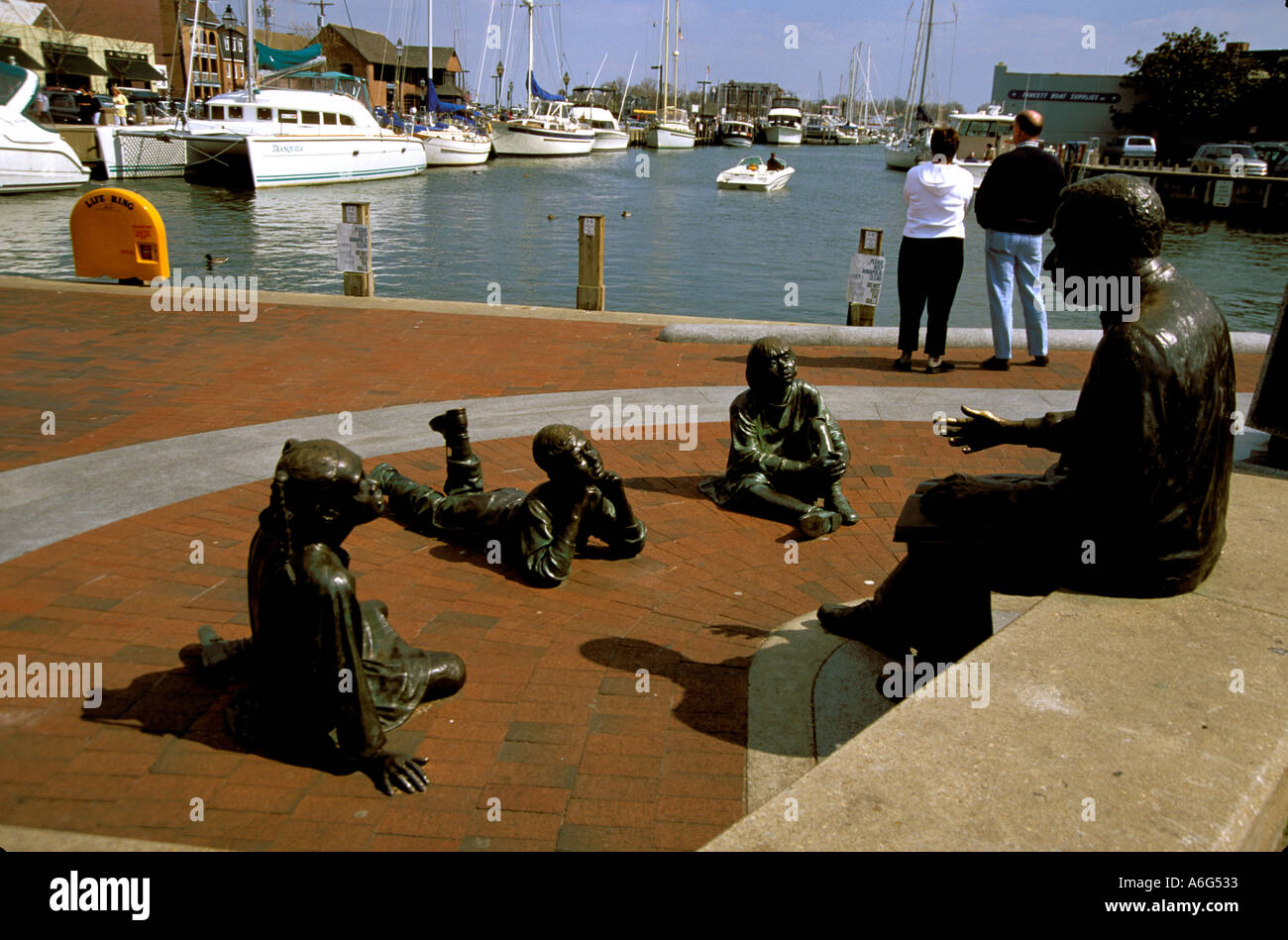 This statue of black author Alex Haley is seen in Annapolis MD USA ...