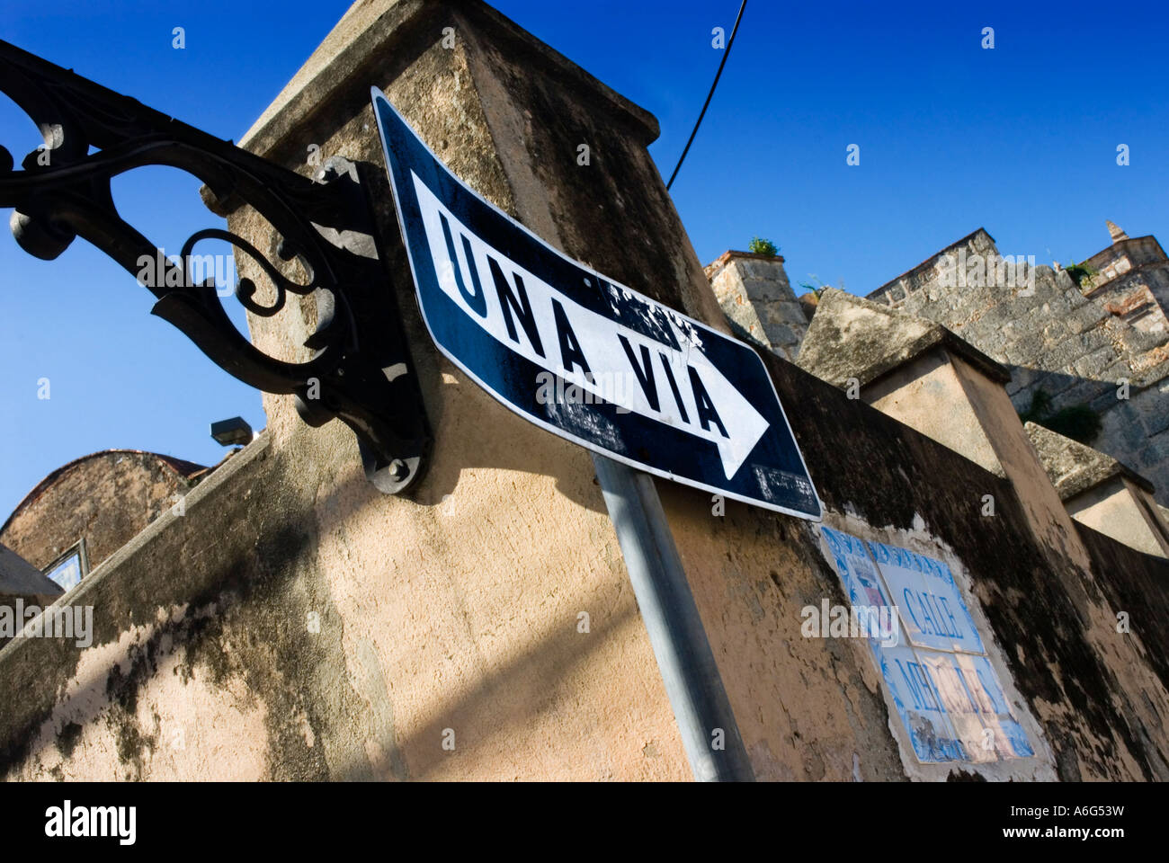 One-way sign, Colonial Zone, Santo Domingo, Dominican Republic, 1/07 ...