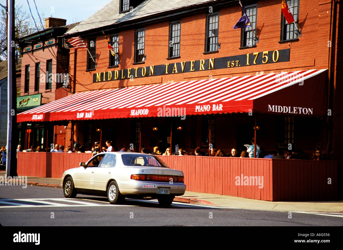 The historic Middleton Tavern is seen in colonial Annapolis MD USA ...