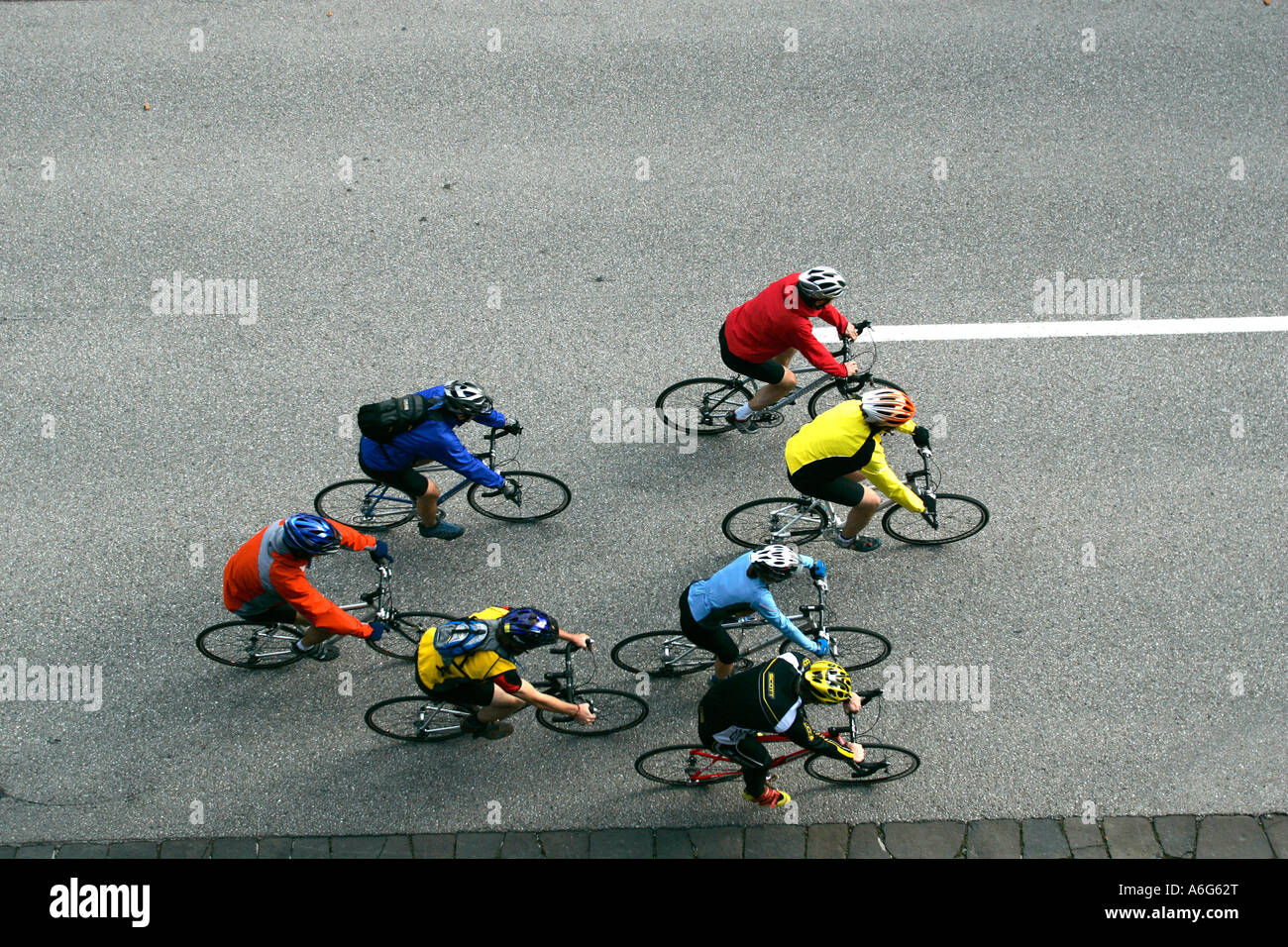 Group of bikes aerial view hi-res stock photography and images - Alamy