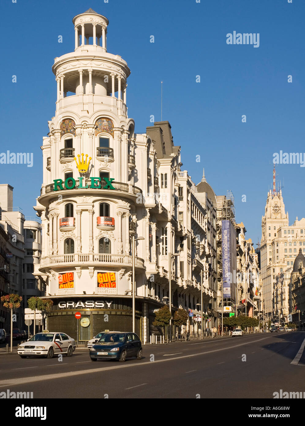 Magnificent buildings at Gran Via, Madrid, Spain Stock Photo - Alamy