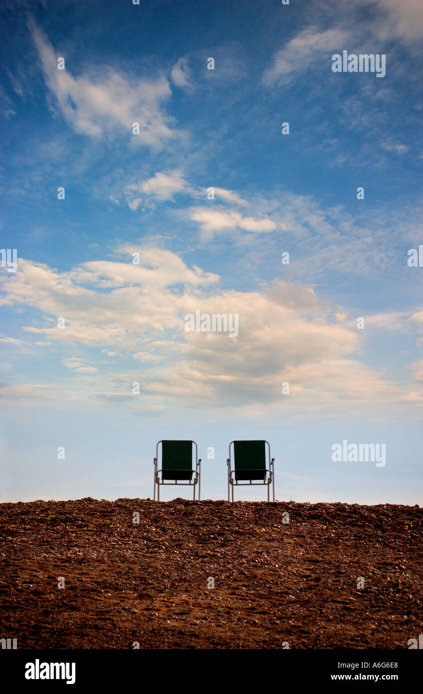 Two empty chairs at the beach Stock Photo - Alamy