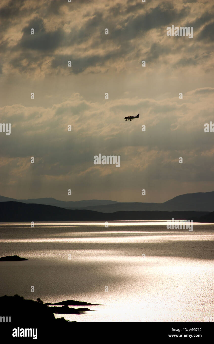 Aeroplane landing at Plockton Airfield Scottish Highlands Stock Photo ...