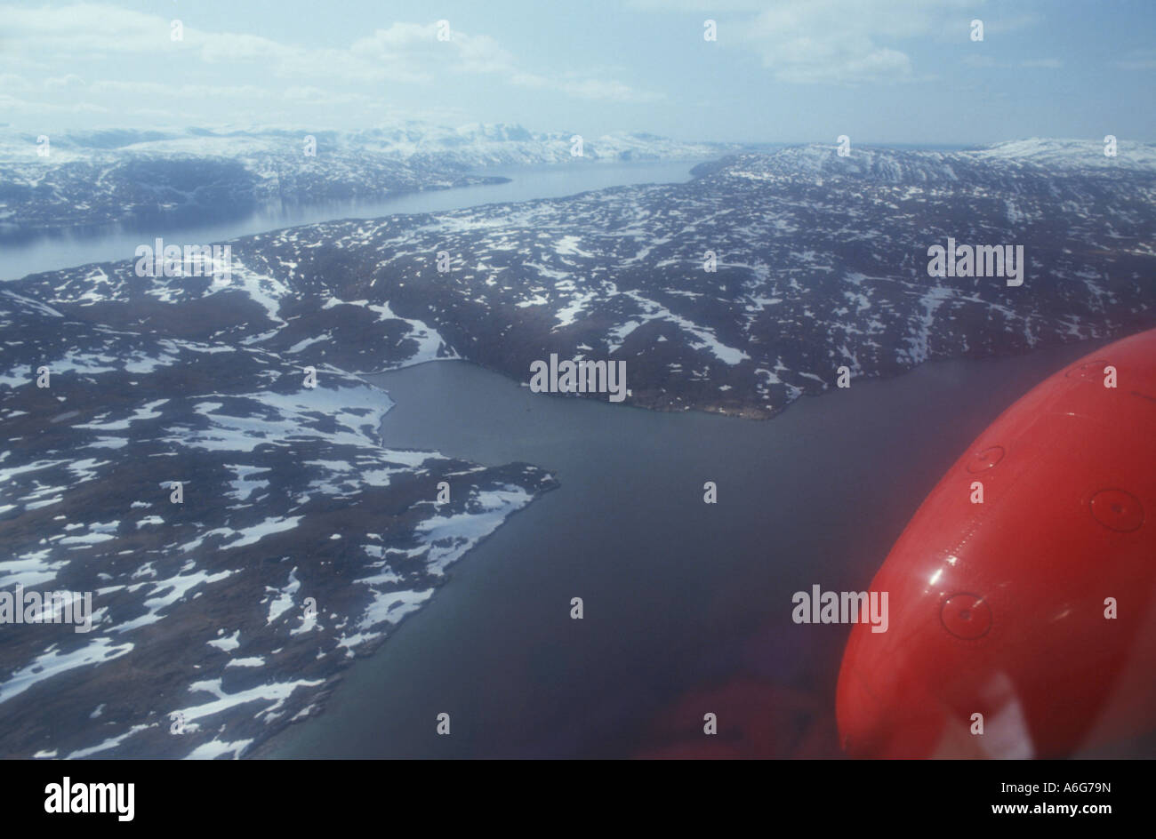 helicopter flight over Greenland, Greenland, Soendre Stroemfjord Stock ...